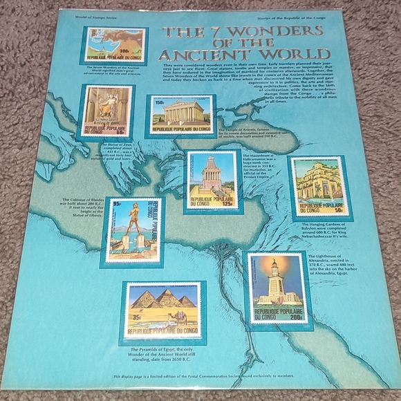 Art | The 7 Wonders Of The Ancient World Stamp Collection Panel | Poshmark